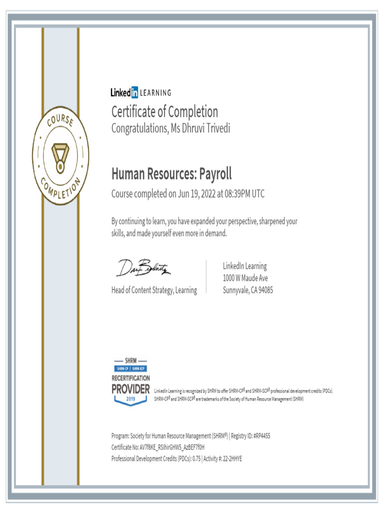 Payroll Certificate | PDF