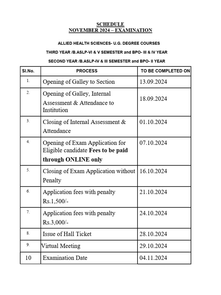 AHS UG Schedule Nov2024 | PDF | Undergraduate Education | Qualifications