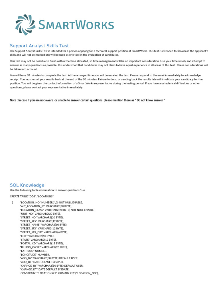 Support Analyst Skills Test | PDF | Computer Network | Java ...