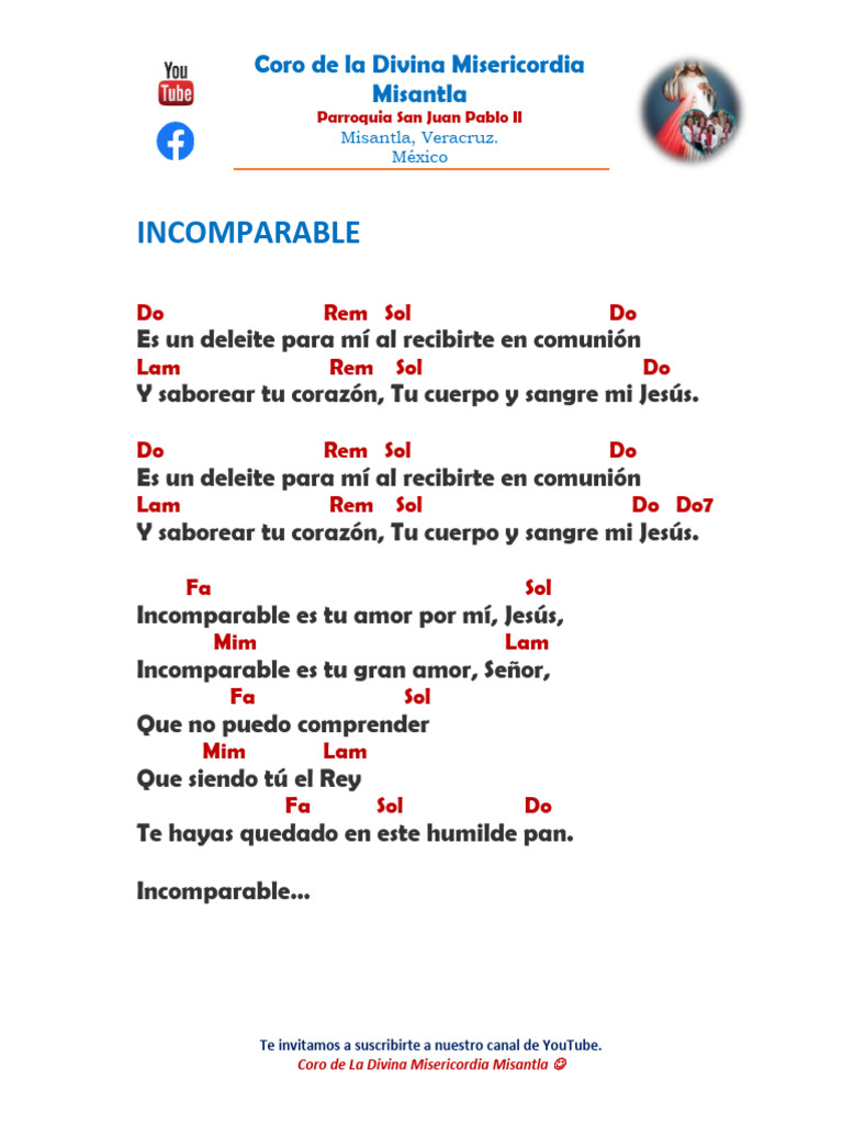 Incomparable Letra y Acordes | PDF