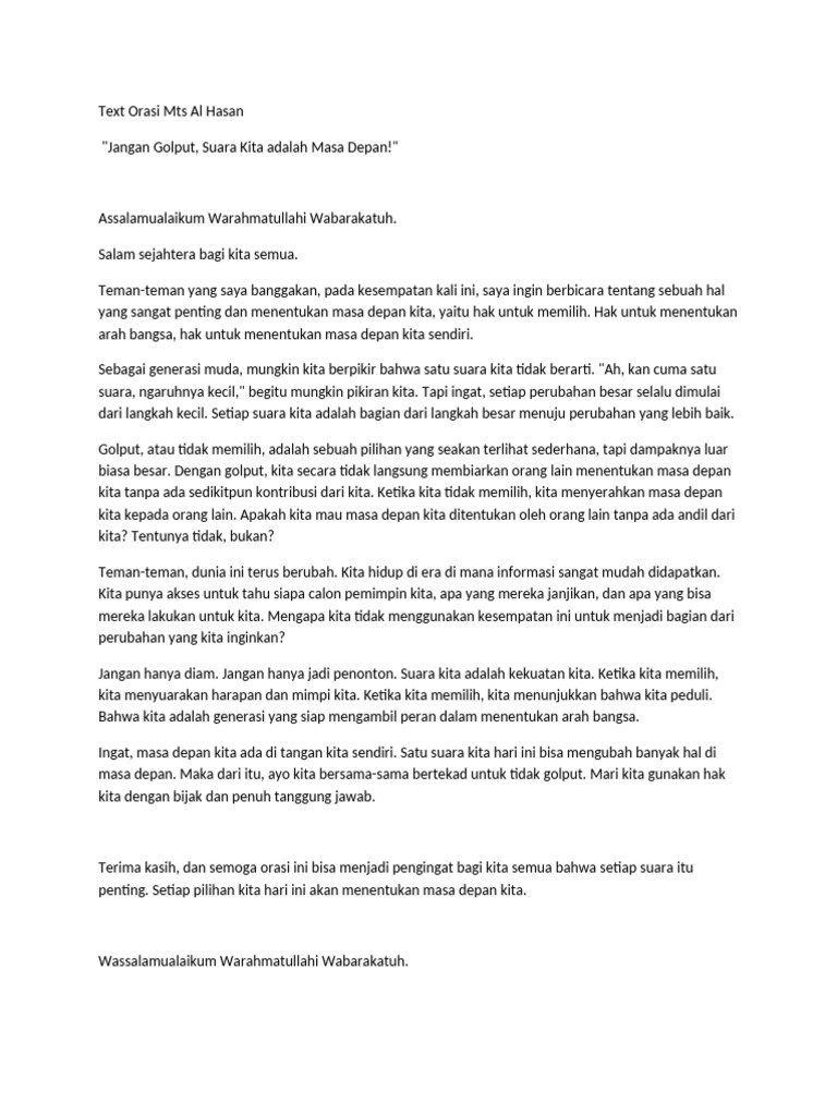 Text Orasi Mts | PDF