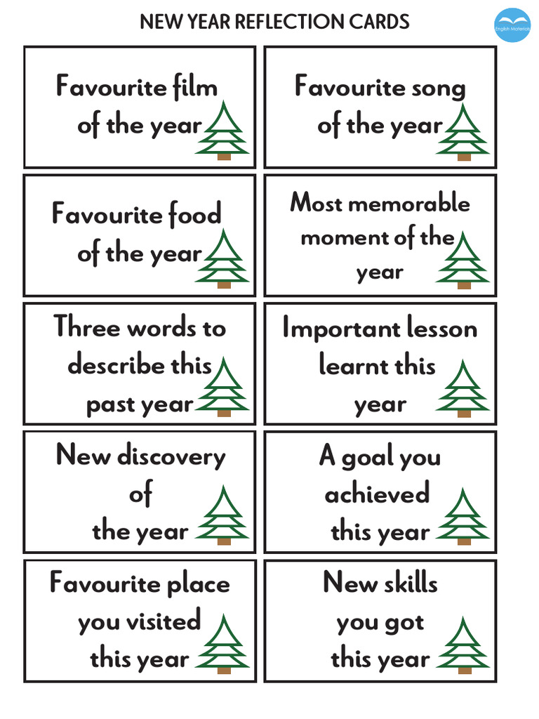 New Year Reflection Cards - Englishmat | PDF