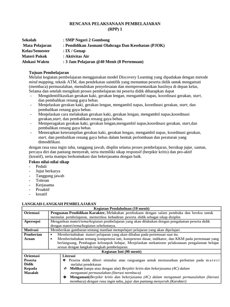 RPP 8 Aktivitas Air | PDF