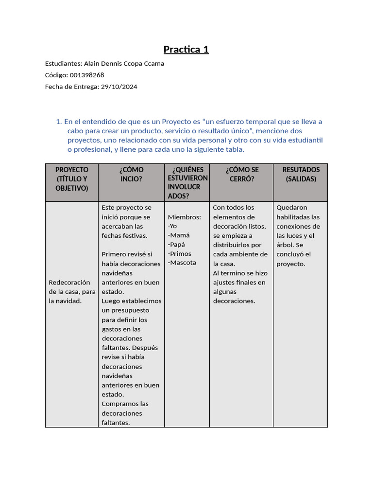 Practica Gestion de Proyectos 1 | PDF | Presupuesto