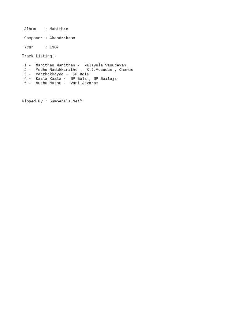 Track List | PDF