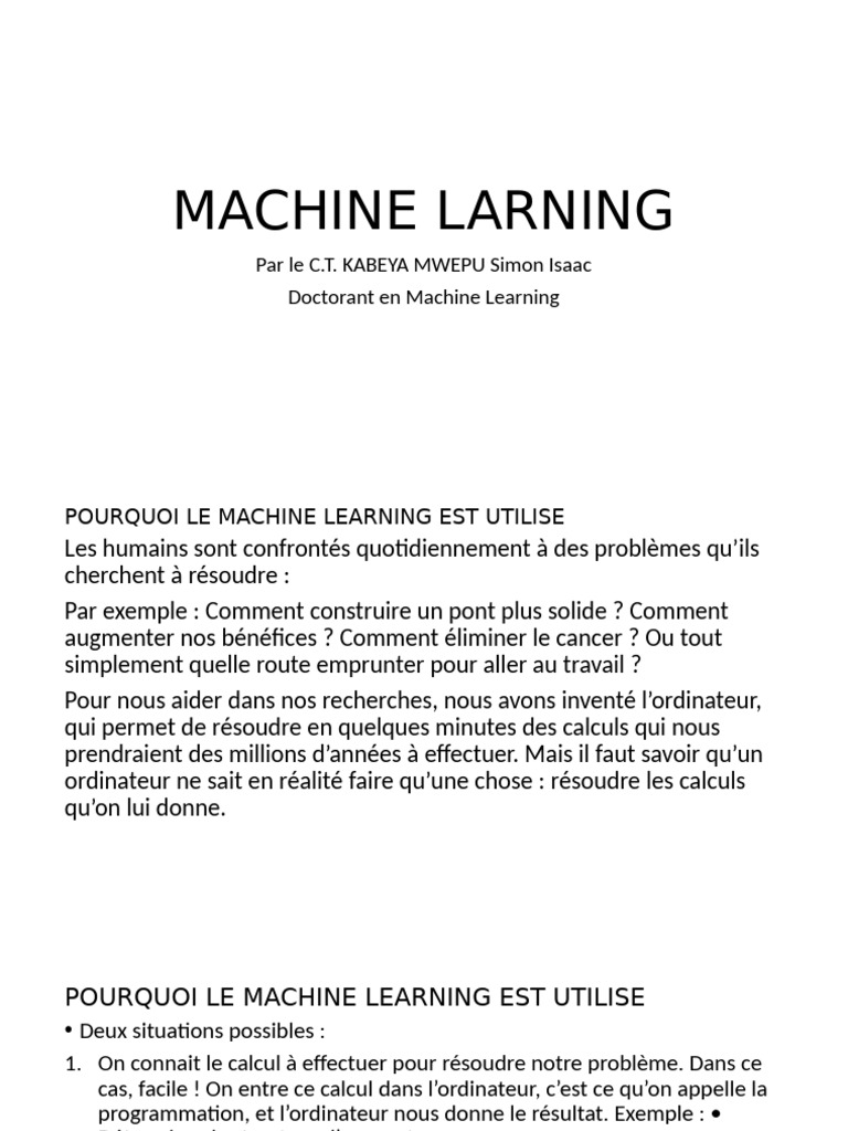 Machine Larning Bis | PDF | Apprentissage automatique | Intelligence ...
