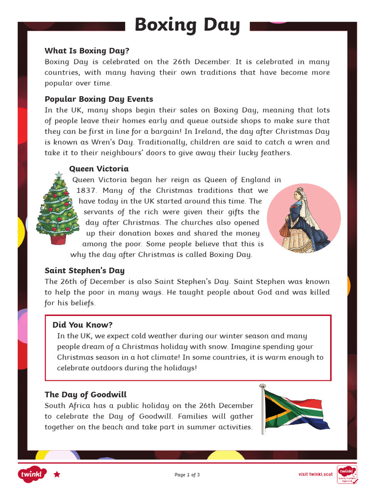 Cfe2 L 52584 Boxing Day Differentiated Reading Comprehension Activity ...