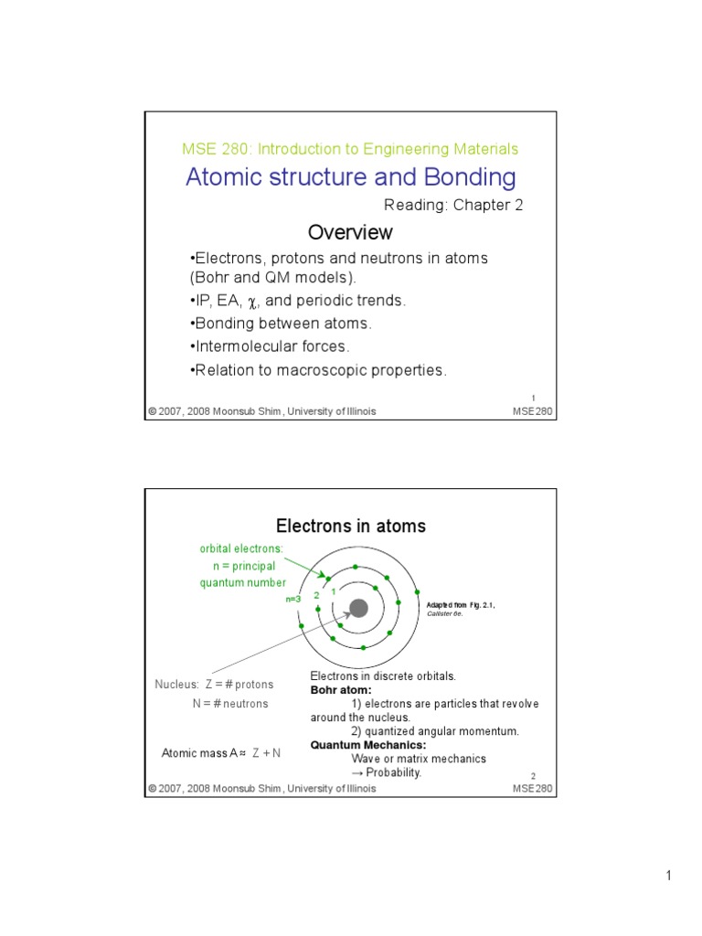 2.atomic Structure and Bonding | PDF | Electron Configuration | Ionic ...