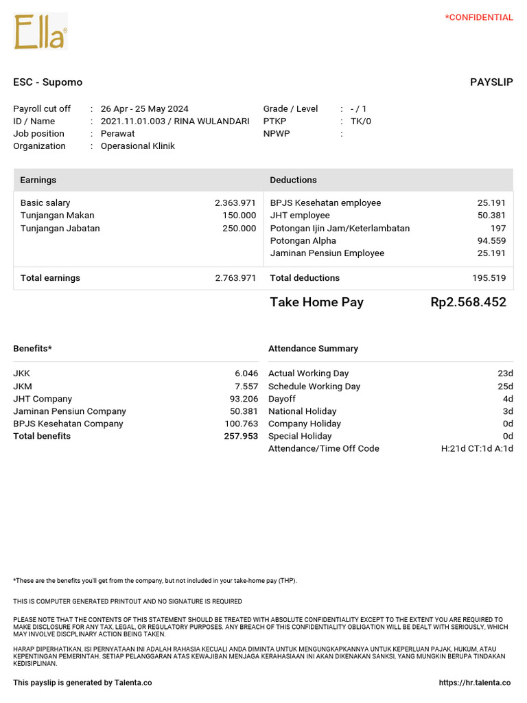 Payslip ESC | PDF