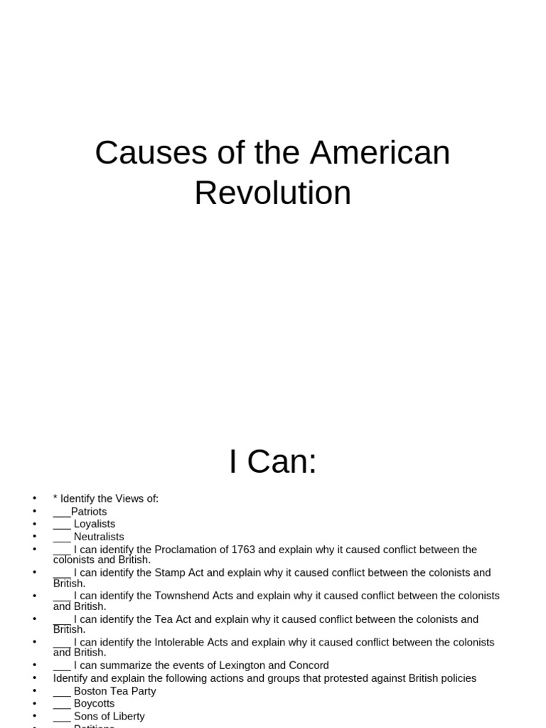 Causes of The American Revolution2-1 | PDF | Patriot (American ...
