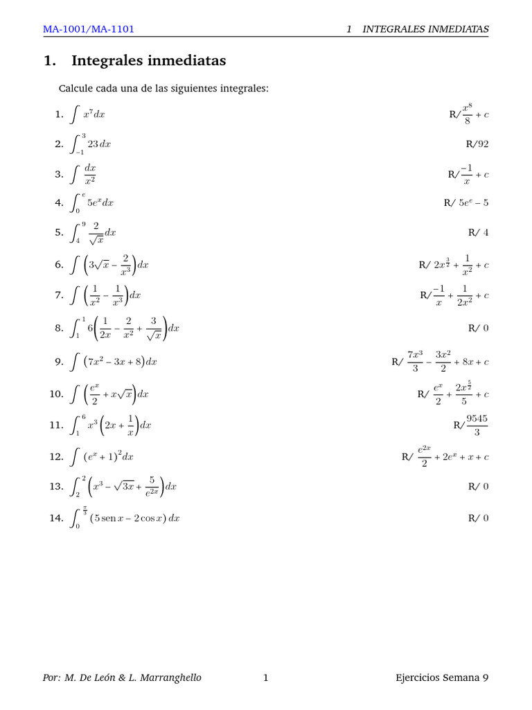 Practica de Integrales I | PDF