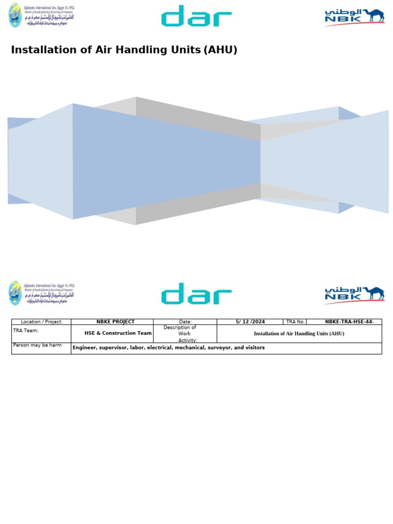 Risk Assessment Required For Method Statement of AHU | PDF | Personal ...