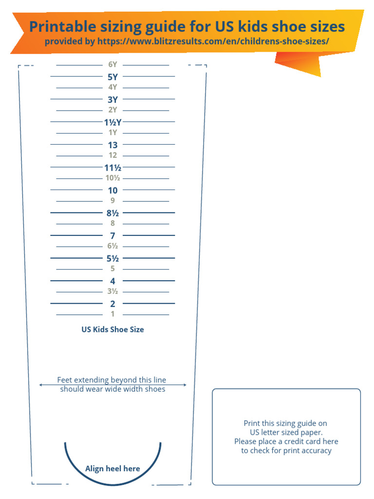 Printable Shoe Sizing Guide Kids US | PDF