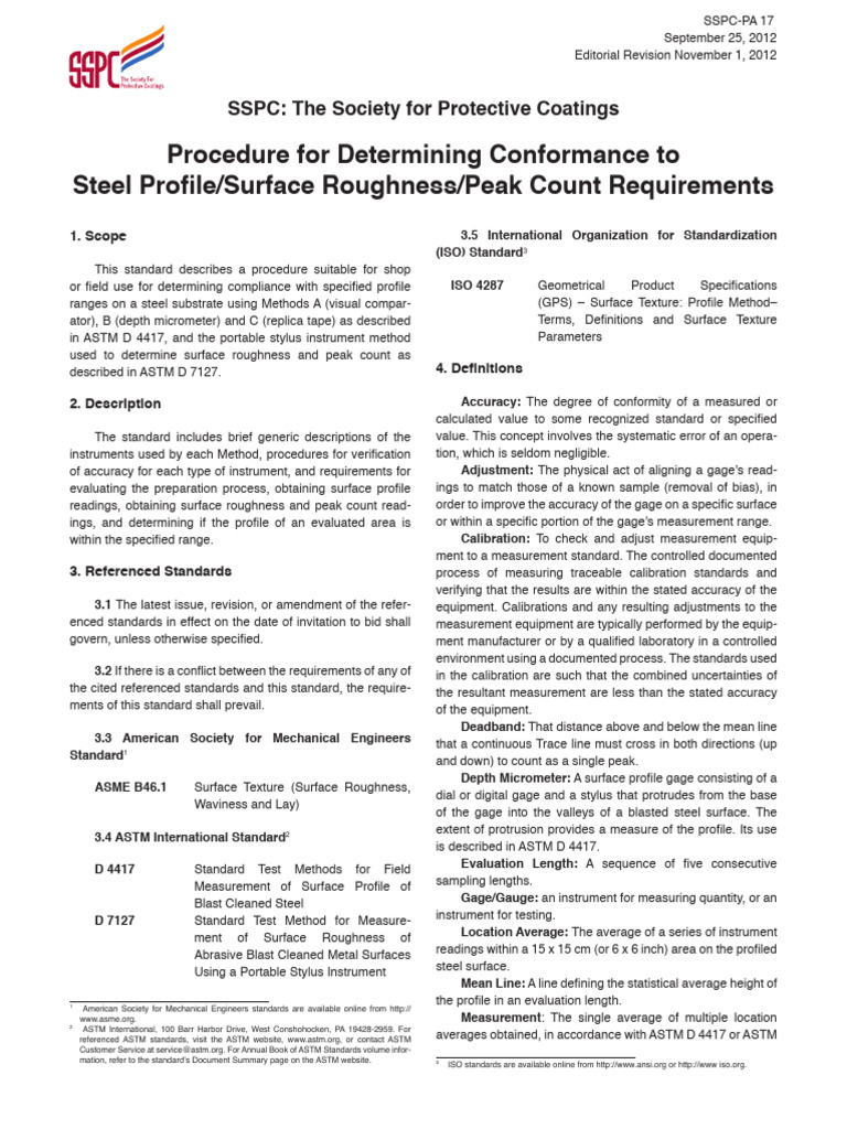 SSPC-PA-17-Procedure For Determining Conformance To Steel Profile ...