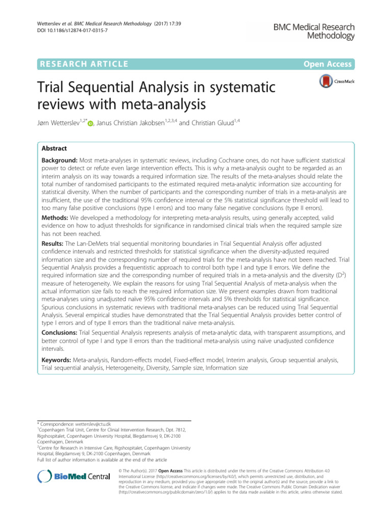 Trial Sequential Analysis in Meta-Analysis | PDF | Meta Analysis ...