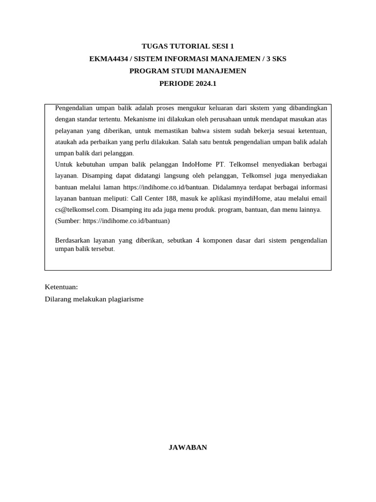 Soal Tugas - EKMA4434 SIM - Tugas 1 | PDF