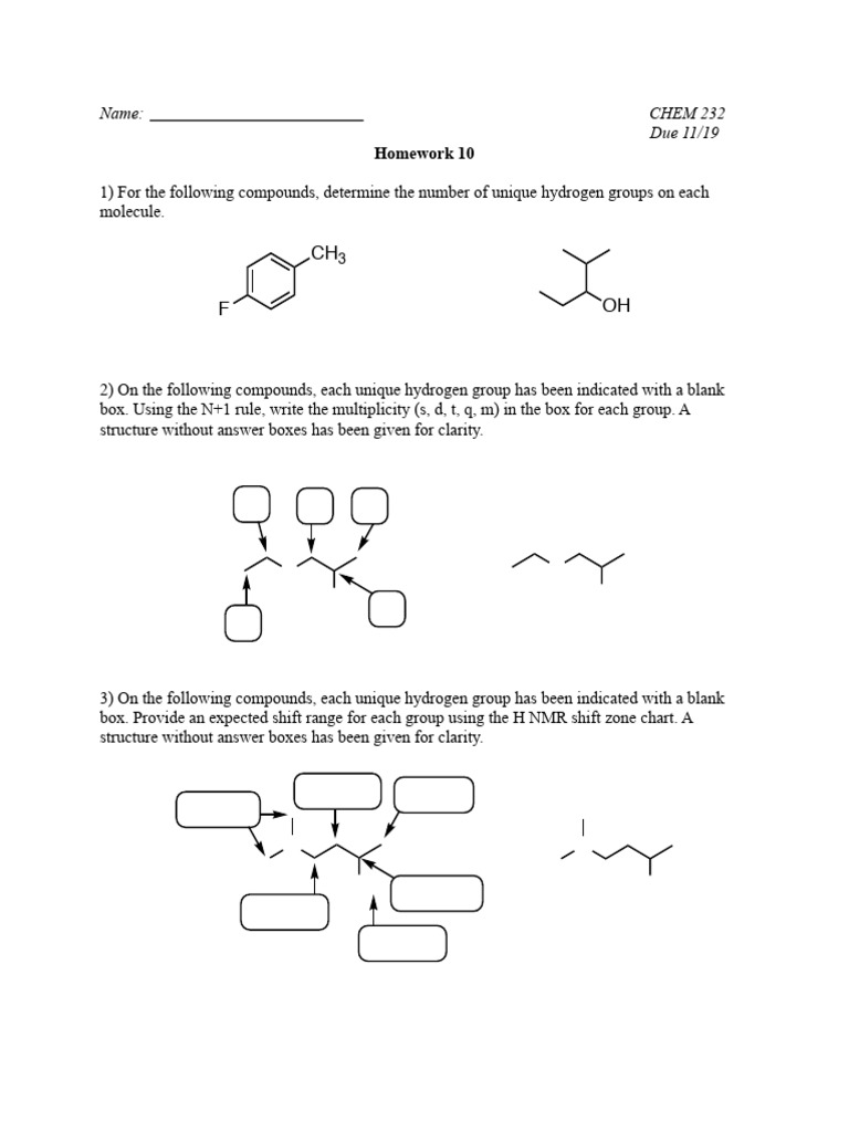 CHEM 232 Homework 10 | PDF