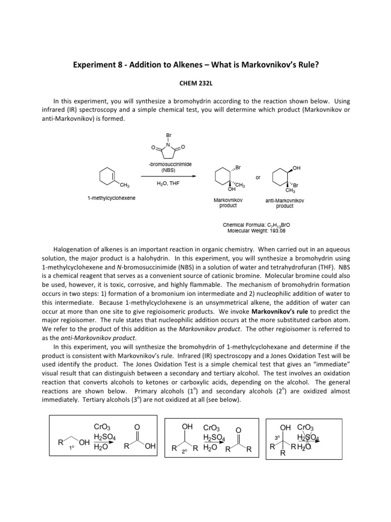 Experiment 8 Handout 2024 | PDF | Chemistry | Organic Chemistry