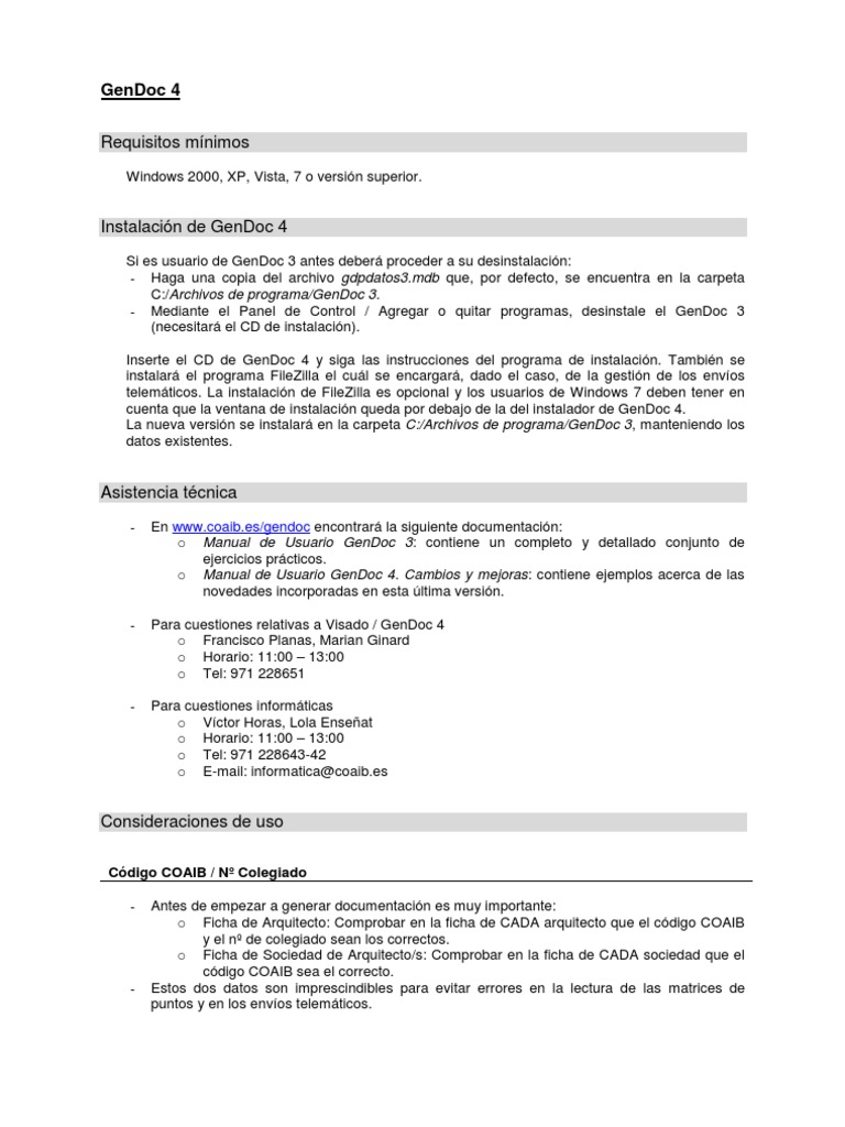 Instalación GenDoc 4 | PDF | Apoyo | Archivo de computadora