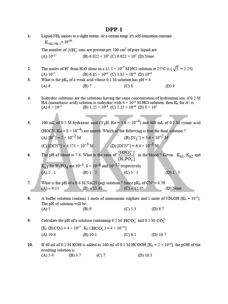 DPP 1 Ionic For Nurture Un | PDF | Acid | Analysis