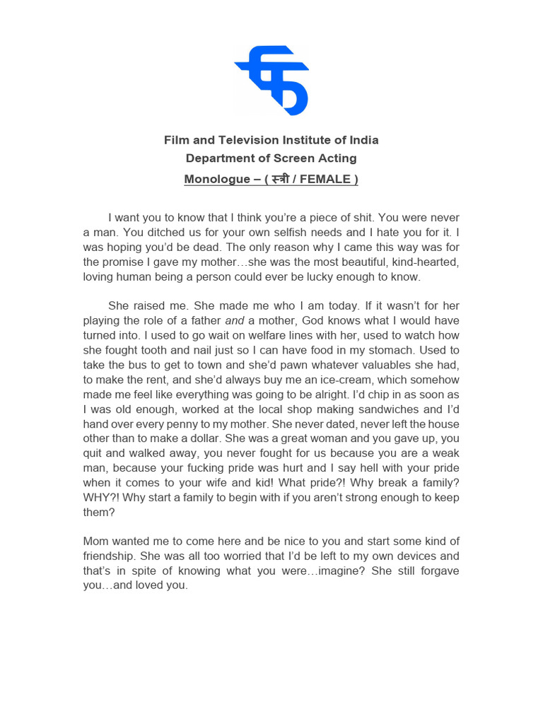 Female English Monologue | PDF