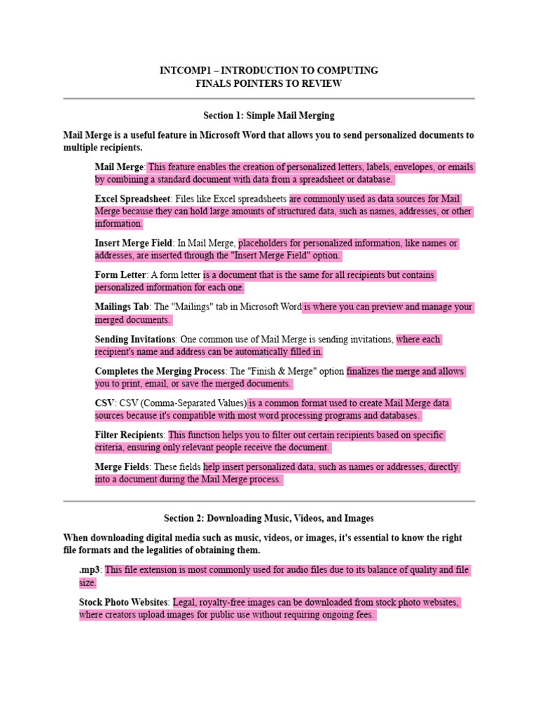 Intcomp1 Introduction To Computing 1 Pdf Computer File Data