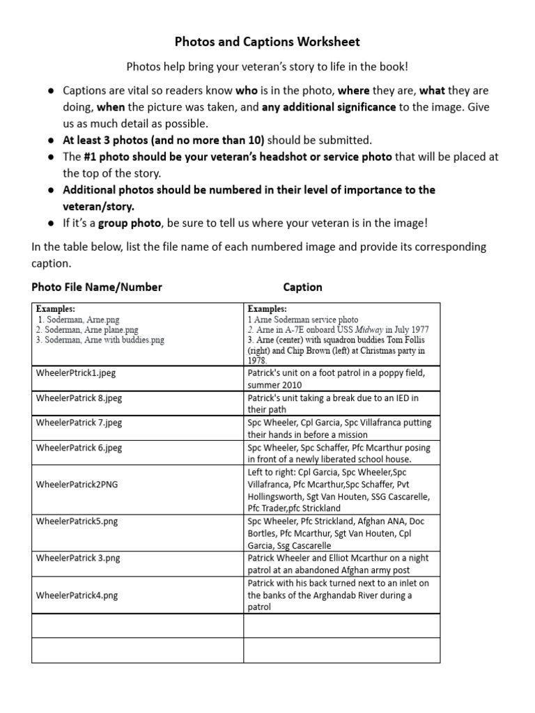 VHP Photo Caption Template 2024 (1) | PDF