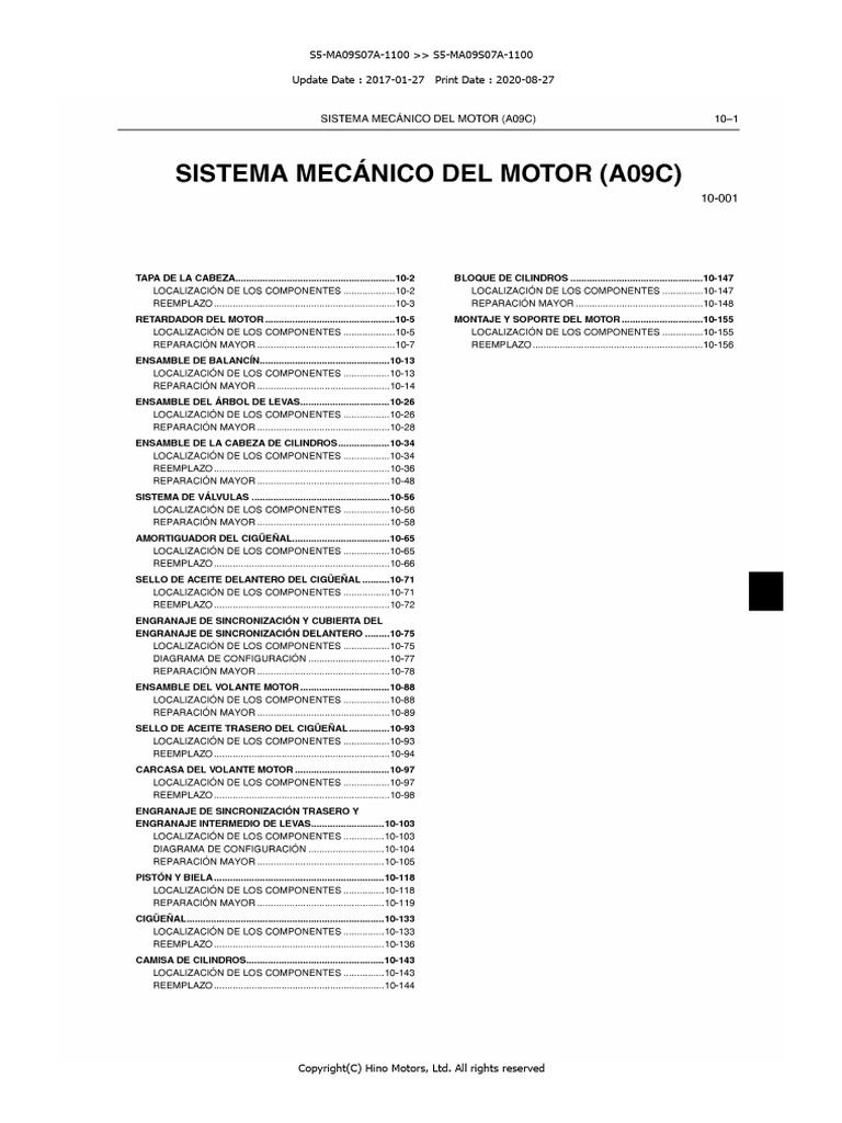 Sistema Mecanico Del Motor (a09c) - Motor | PDF | All Rights Reserved ...