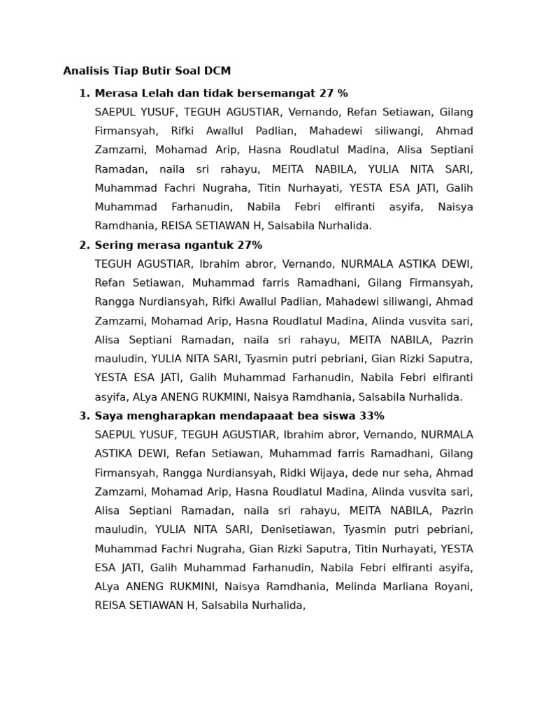 Analisis Tiap Butir Soal DCM | PDF