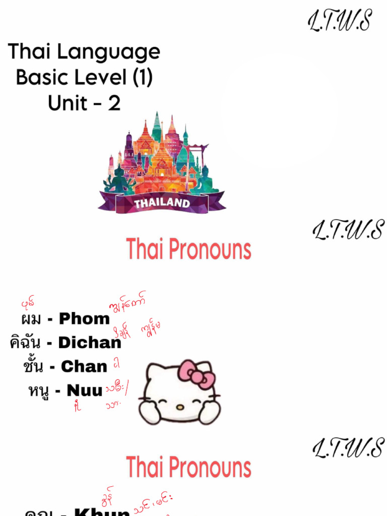 Thai Level 1Unit 2 | PDF