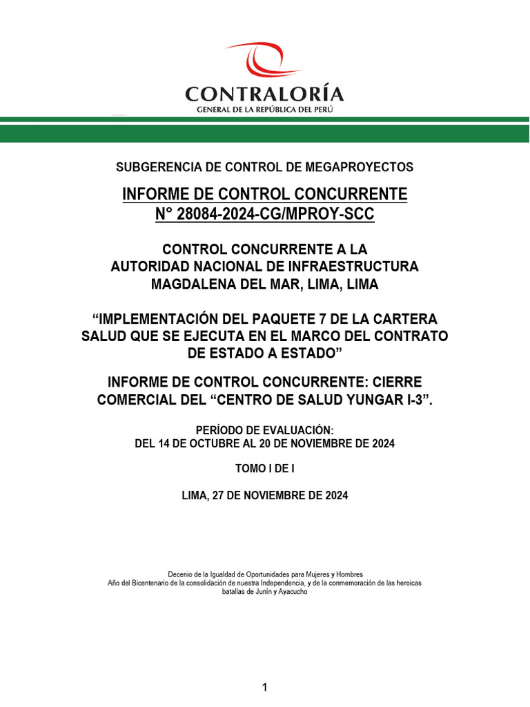 Informe de Control Concurrente Yungay I-3 | PDF