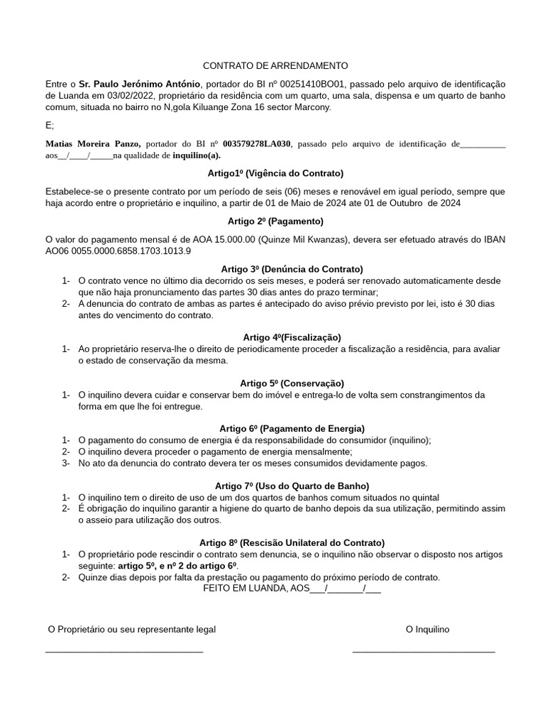 Contrato de Arrendamento | PDF | Leasing | Direito Comum