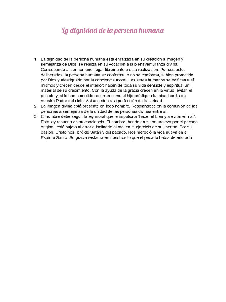 La Dignidad de La Persona Humana | PDF