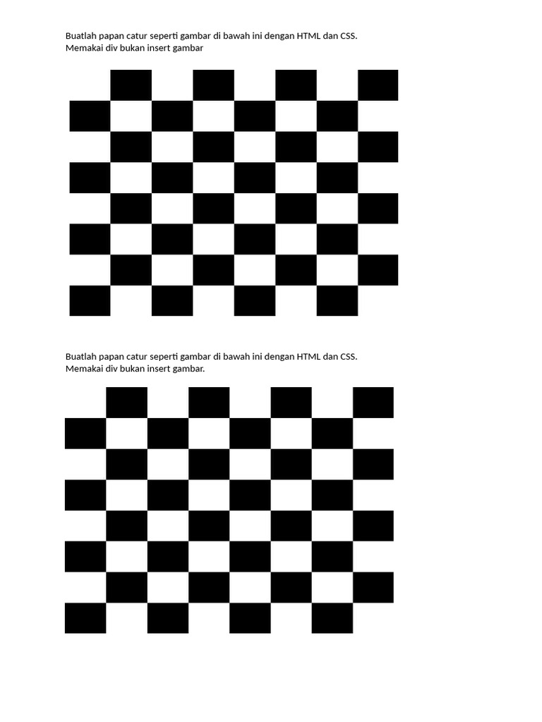Buatlah Papan Catur Seperti Gambar Di Bawah Ini Dengan Html Dan Css Pdf 