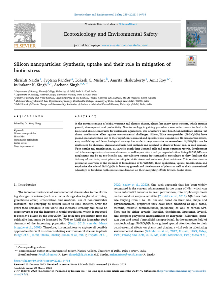 Silicon Nanoparticles Research Paper | PDF | Silicon | Root