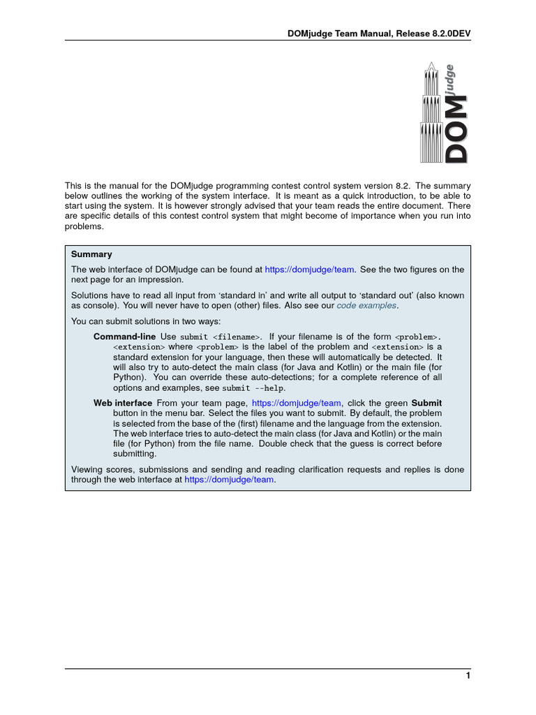 domjudge-team-guide | PDF | Computer Program | Programming