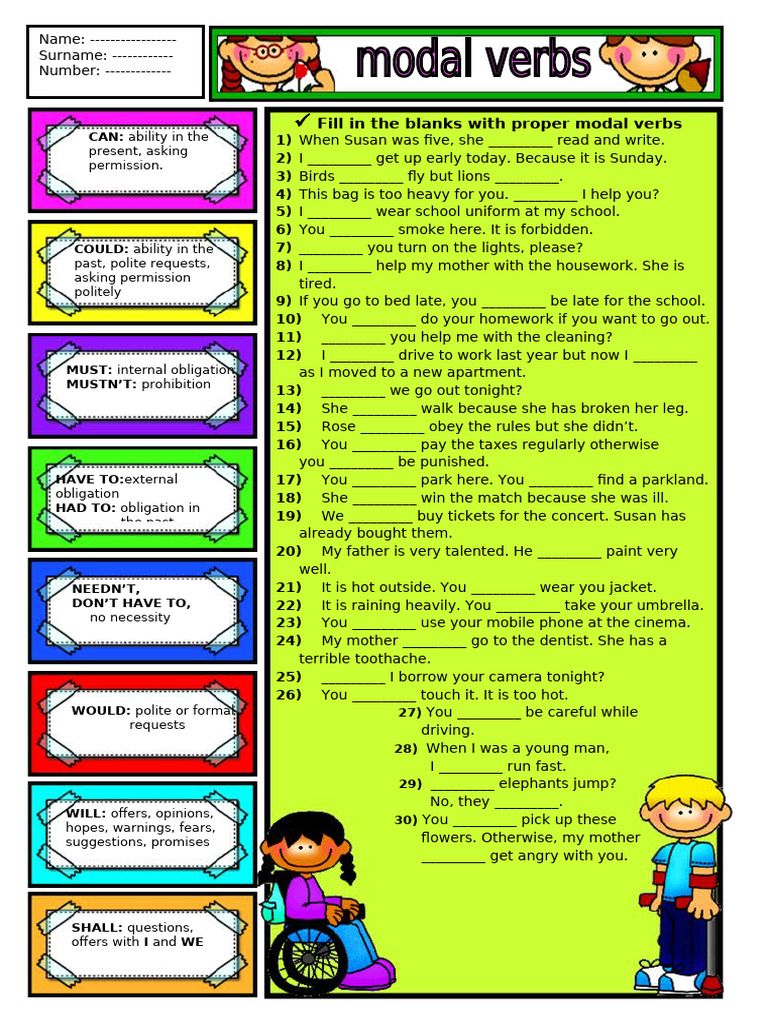 Fill in The Blanks With Proper Modal Verbs | PDF