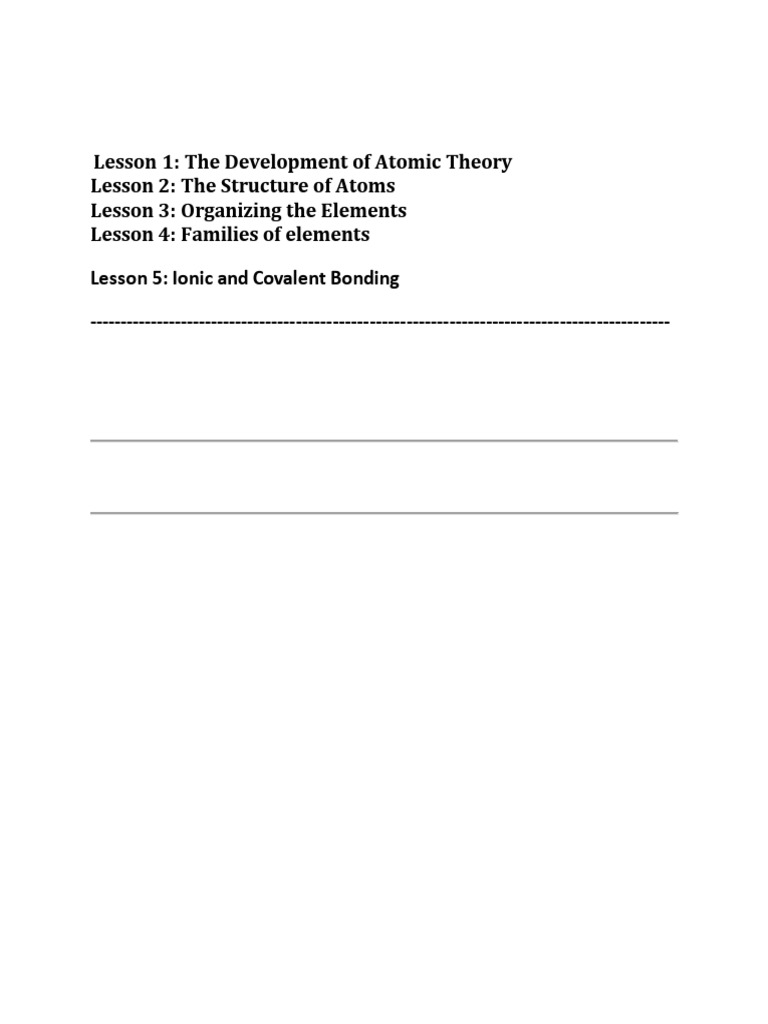 Lesson 1: The Development of Atomic Theory Lesson 2: The Structure of ...