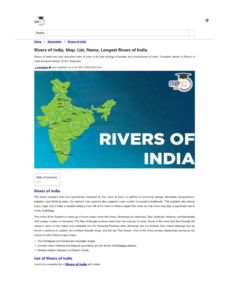 rivers of india | PDF