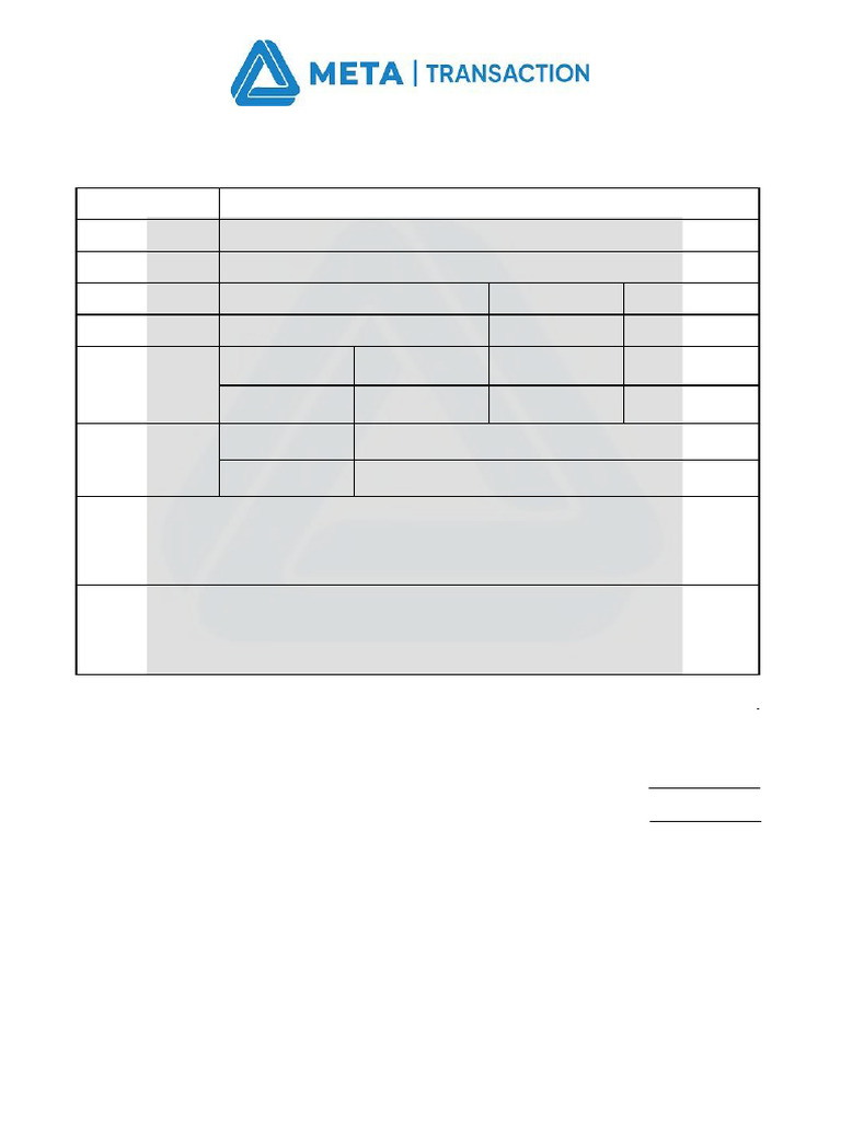 META TRANSACTION Financial Application Form. | PDF