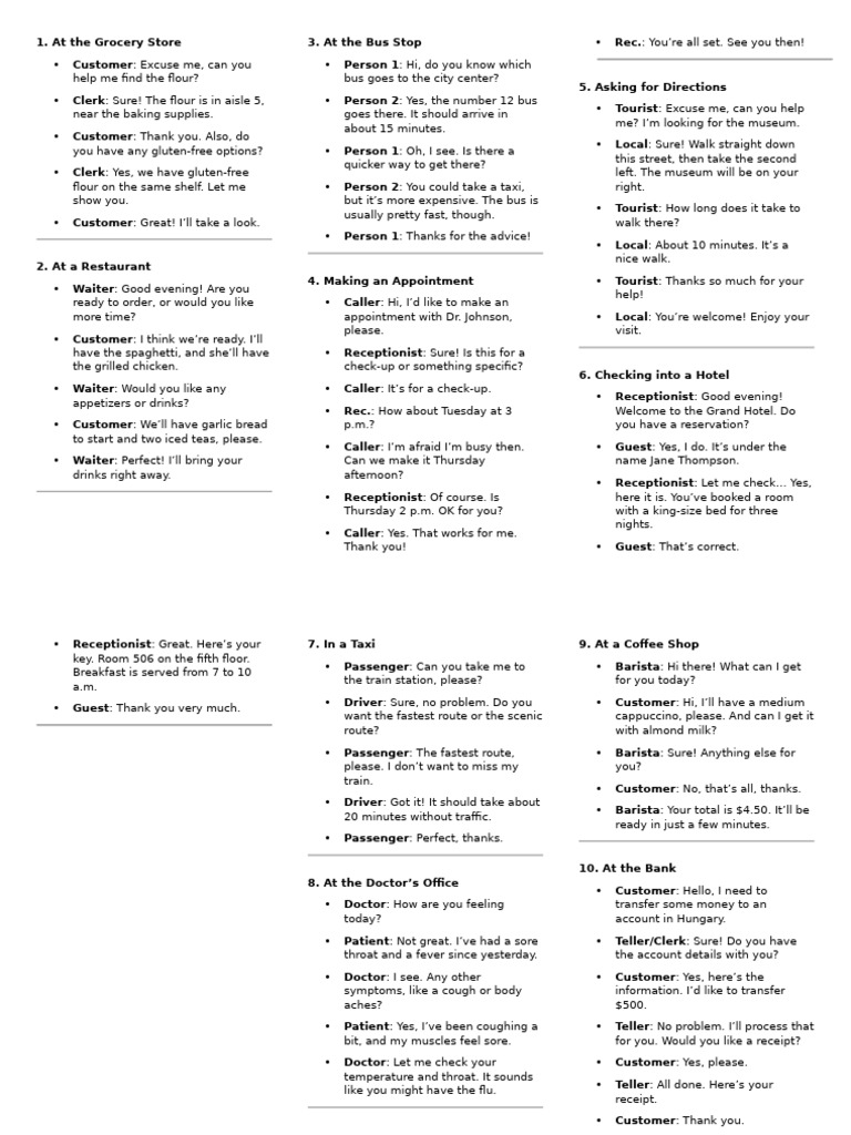 Basic Conversations - Real Life Scenarios | PDF