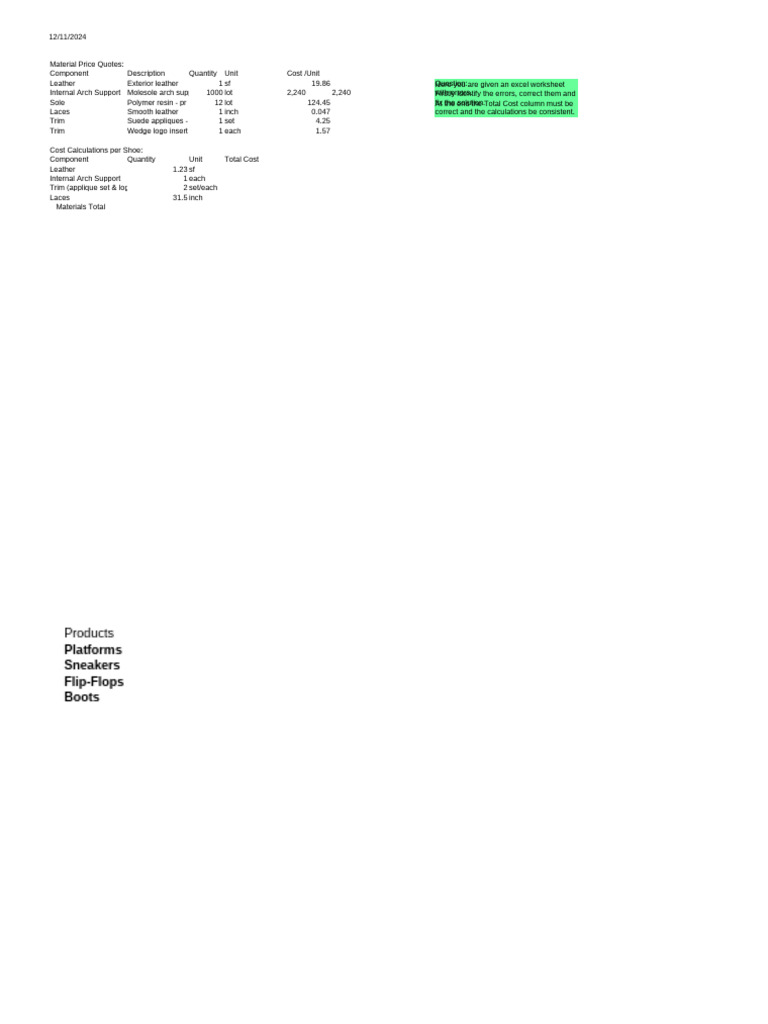 MS Excel Basic Class Activity 2 | PDF | Cost Of Goods Sold | Motor Vehicle