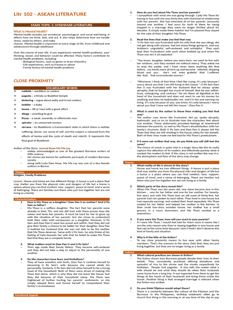 Myanmar Literature & Family Dynamics | PDF | Teachers | Myanmar