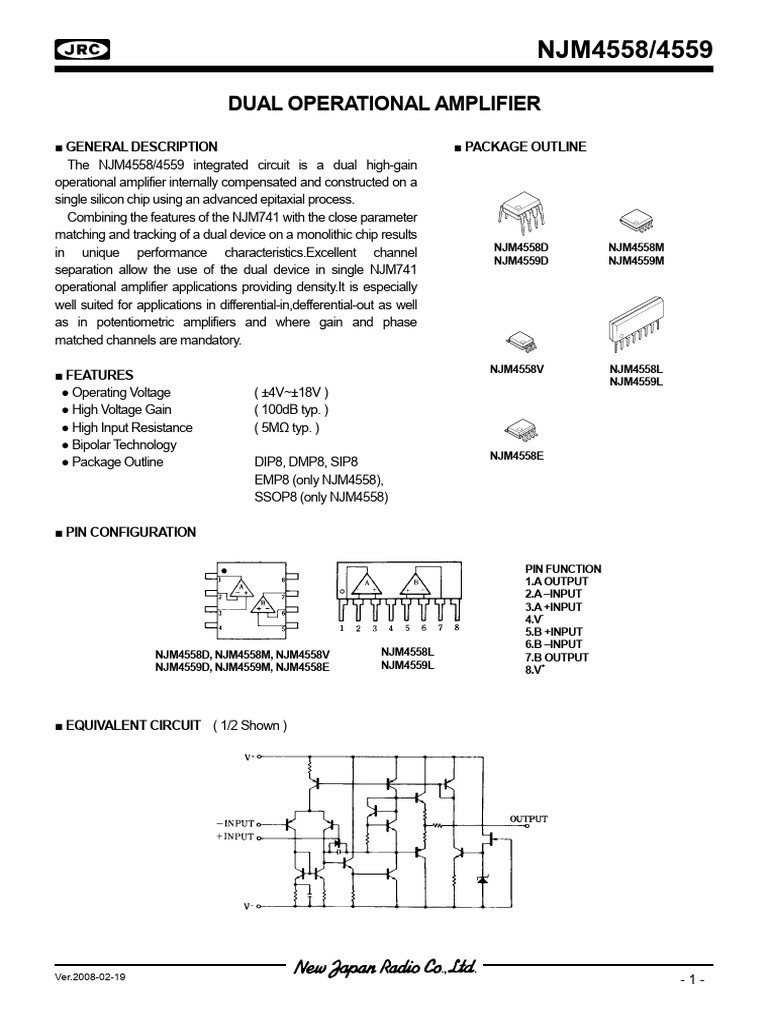 4558D | PDF | Operational Amplifier | Amplifier