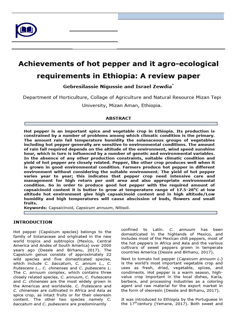 Hot Pepper Production in Ethiopia | PDF | Capsicum | Chili Pepper