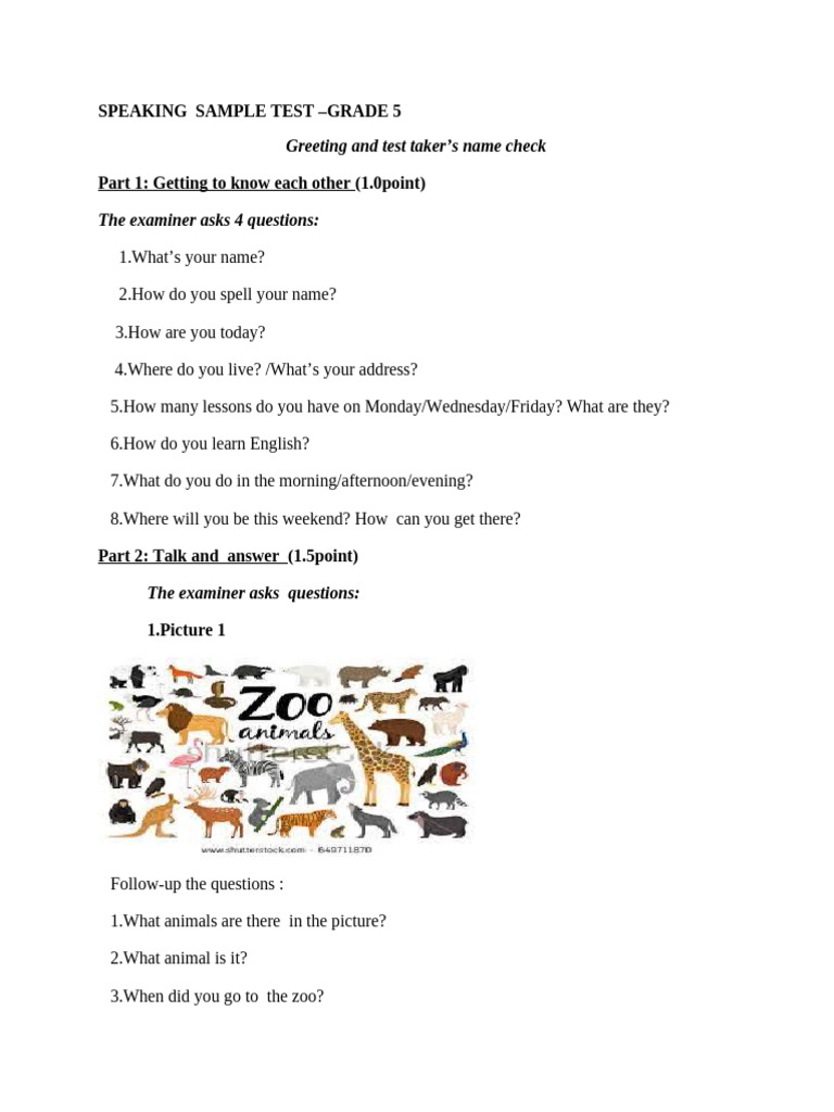 Speaking Sample Test Pdf