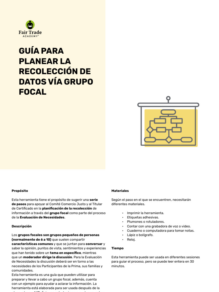 PS_TRN_GUIDE_TO_PLAN_THE_DATA_COLLECTION__VIA_FOCUS_GROUP_ES_1.0.0 | PDF | Grupo de enfoque