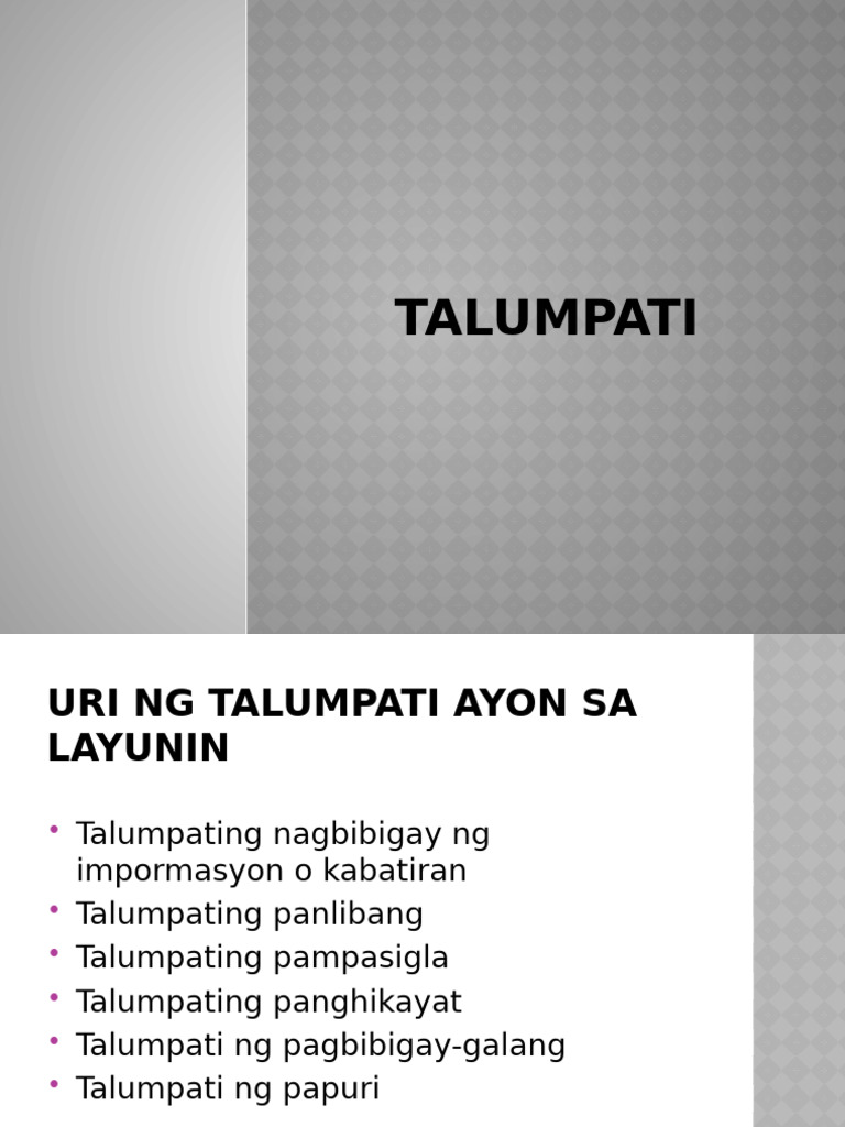 Uri NG Talumpati Ayon Sa Layunin | PDF