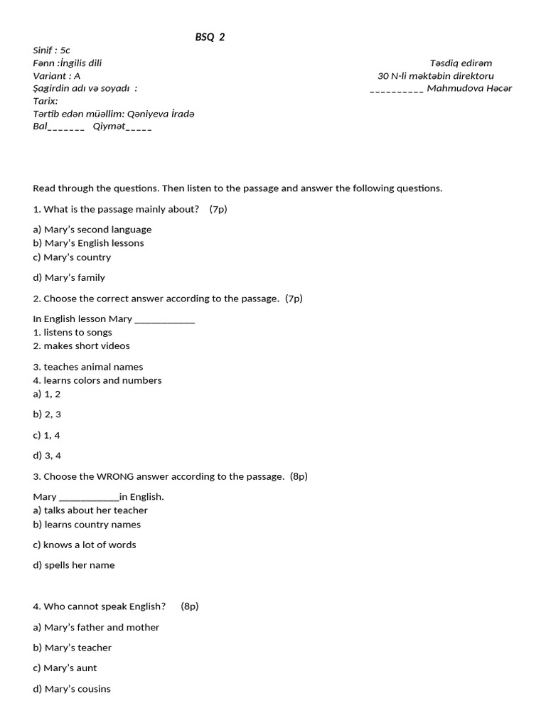 5 BSQ 2 | PDF | English Language | Linguistics