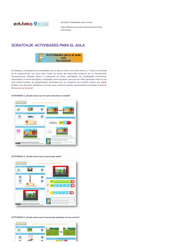 ScratchJr - Actividades para El Aula | PDF